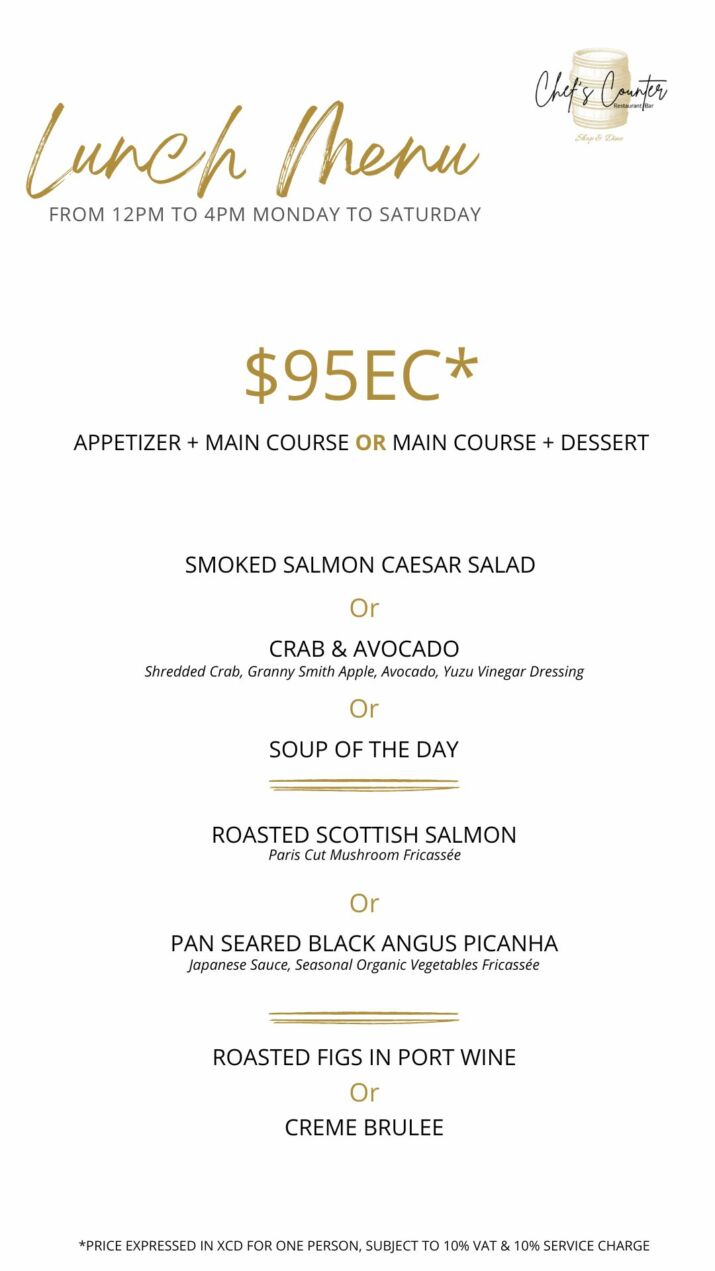 Special Lunch Menu | Faye Gastronomie Caraïbes